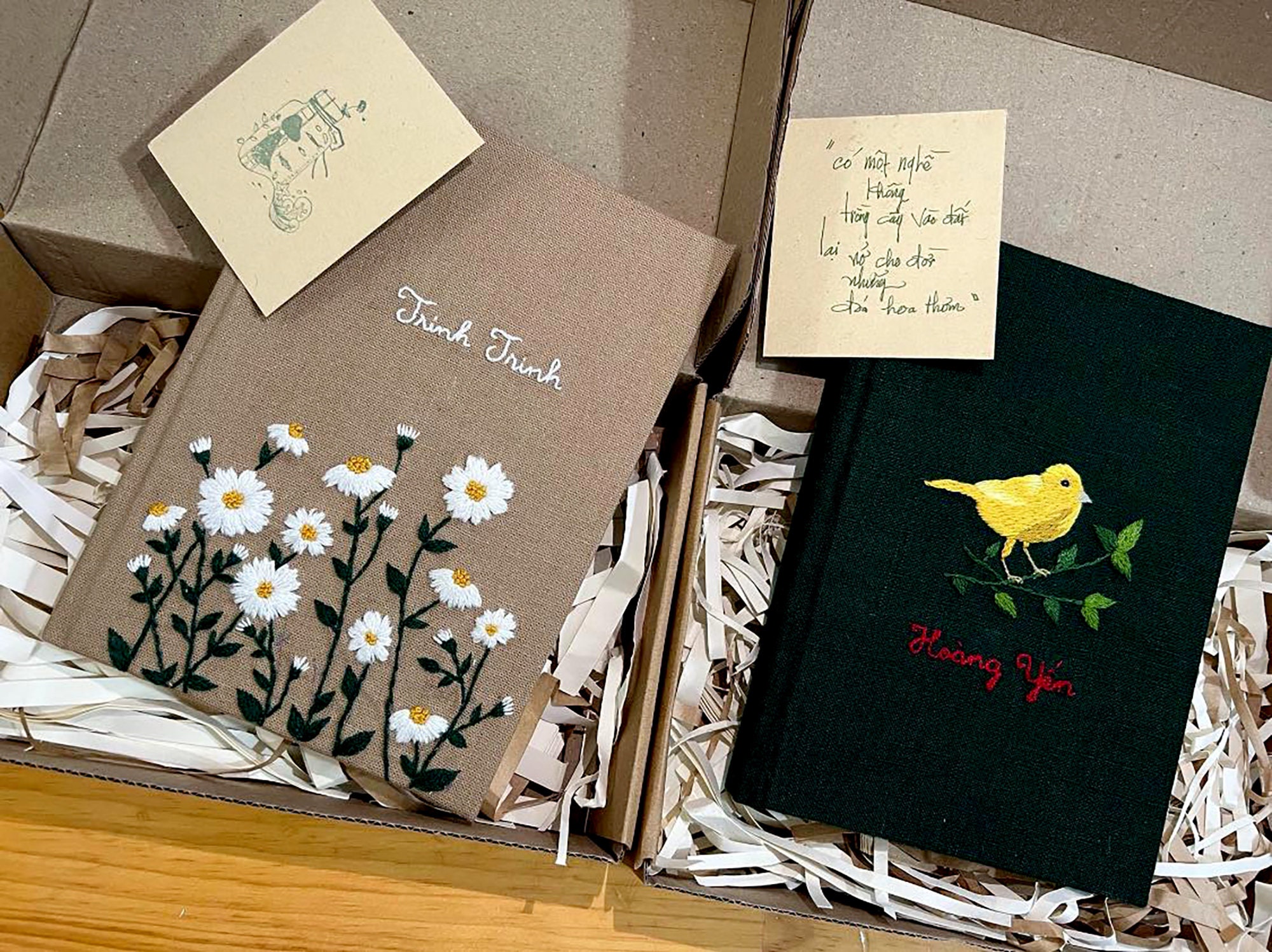 Personalized Daisy Flowers Embroidery Notebooks/journal A5, Floral ...