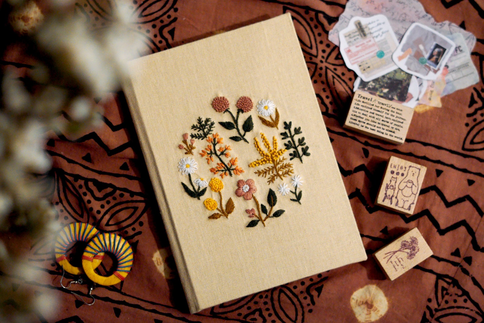 Personalized Flowers Embroidery Notebooks/journal A5, Floral Designs ...
