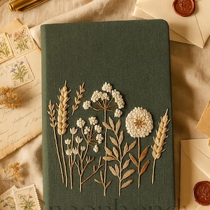 Personalized Flowers Embroidery Notebooks , Floral Handmade Notebook ...