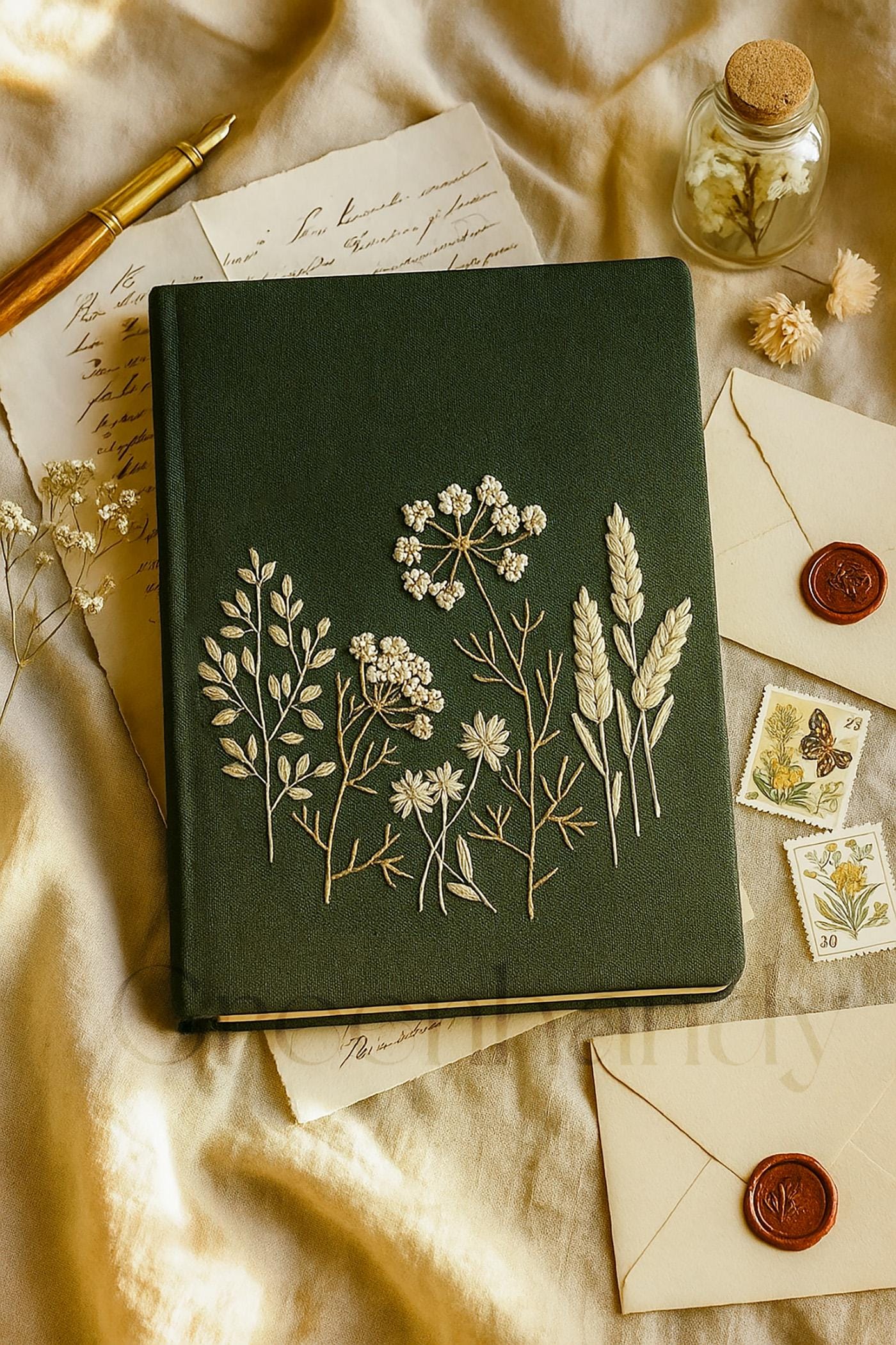 Personalized Flowers Embroidery Notebooks , Floral Handmade Notebook ...