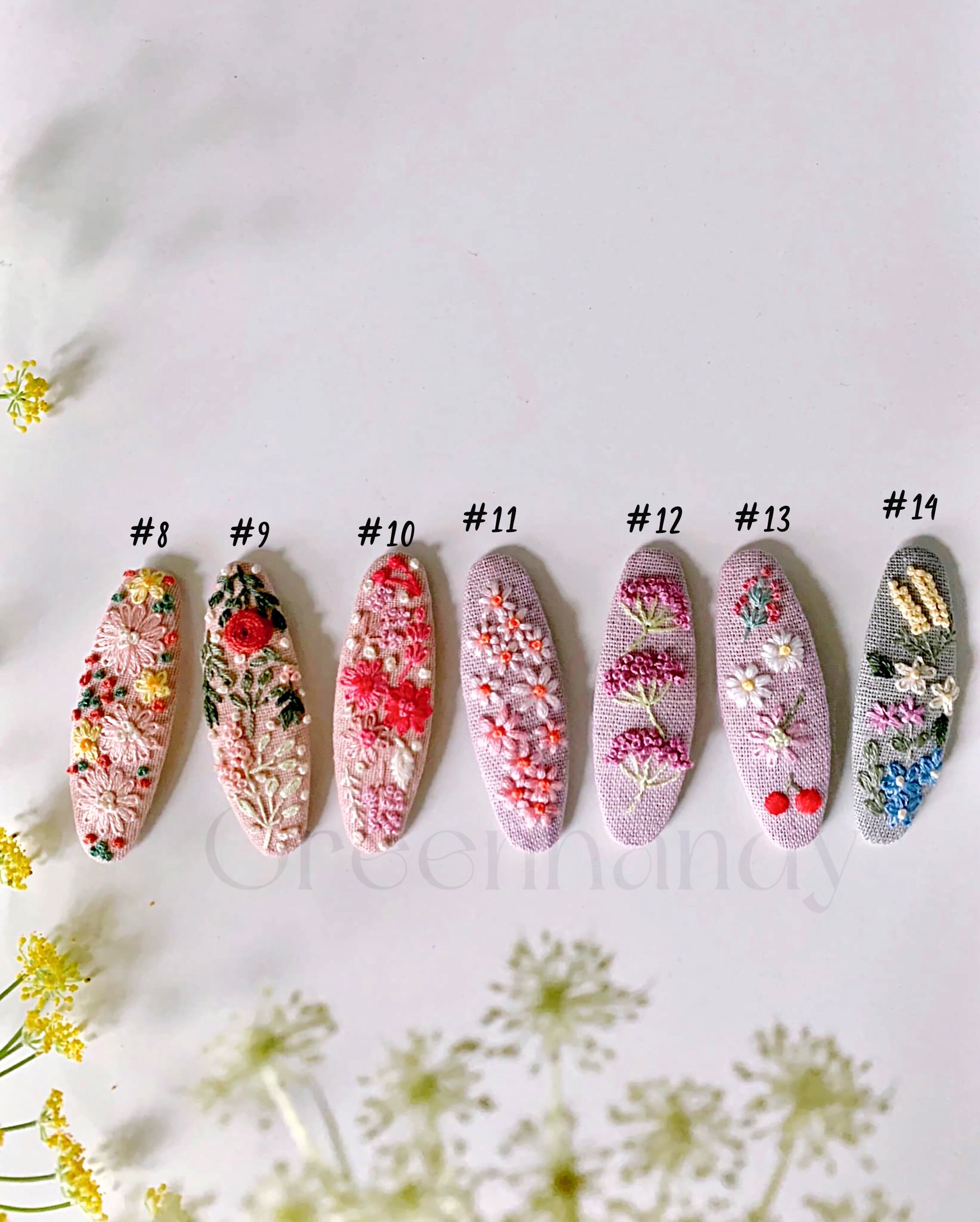 Floral Embroidered Hair Clips, Flower Linen Hair Clips Handmade, Unique ...