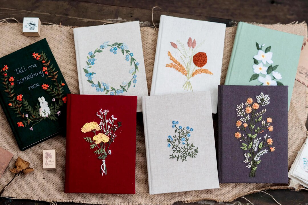 Personalized Embroidery Notebooks/journal A5, Floral Designs, Custom ...