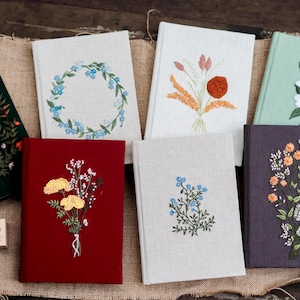 Personalized Embroidery Notebooks/journal A5, Floral Designs, Custom ...