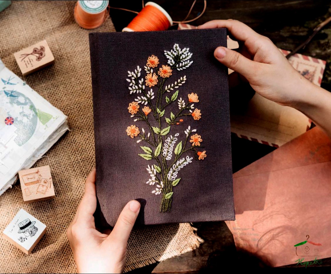Personalized Embroidery Notebooks/journal A5, Floral Designs, Custom ...