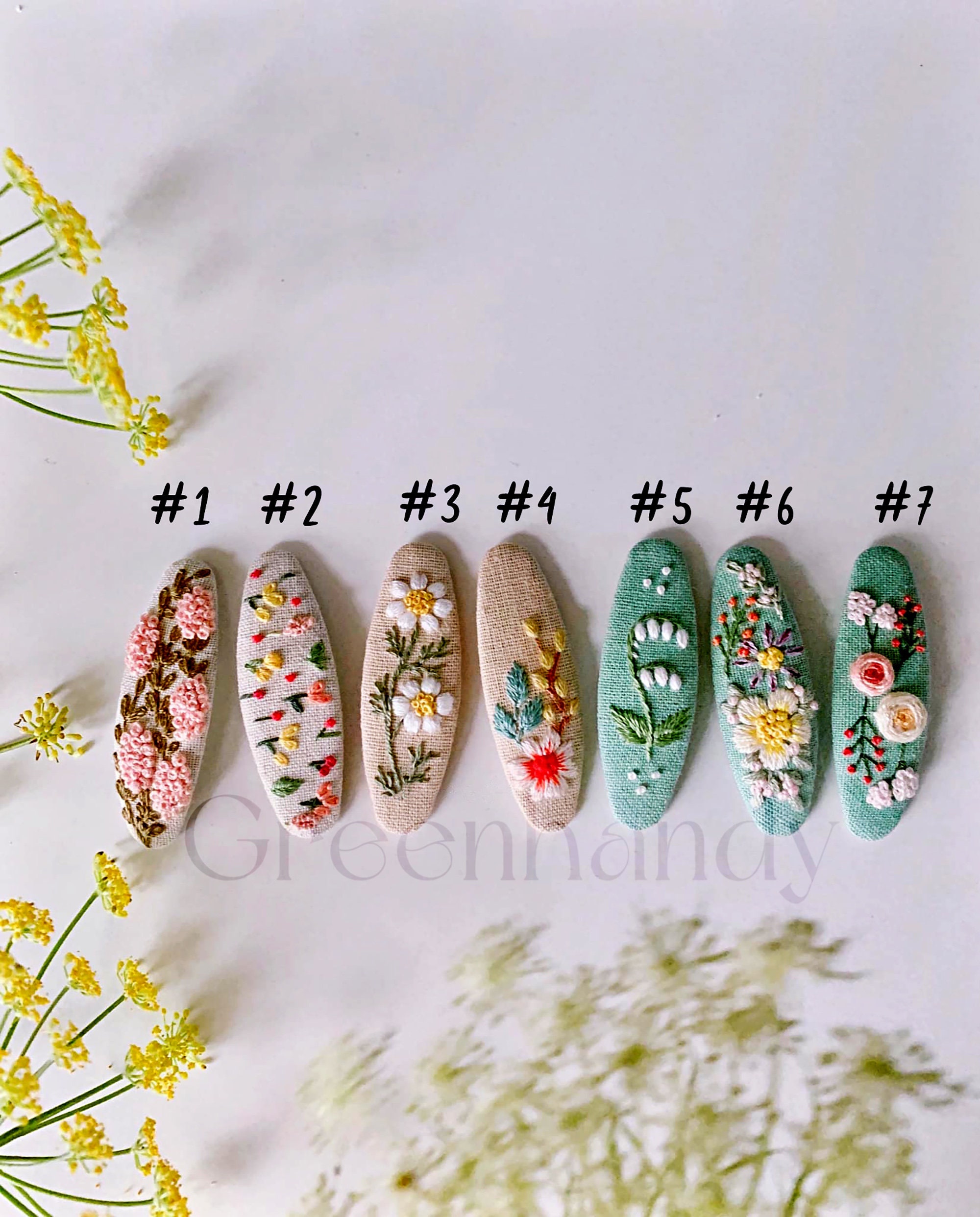 Floral Embroidered Hair Clips, Flower Linen Hair Clips Handmade, Unique ...