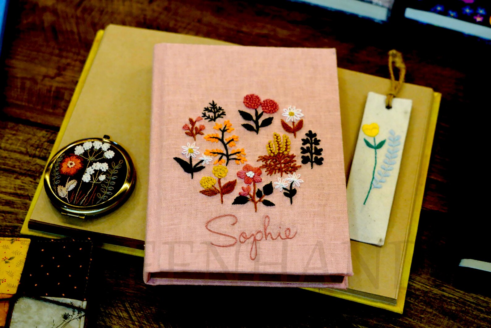 Personalized Flowers Embroidery Notebooks/journal A5, Floral Designs ...