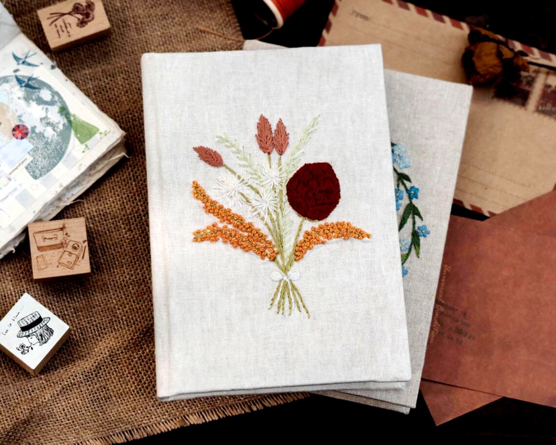 Personalized Embroidery Notebooks/journal A5, Floral Designs, Custom ...