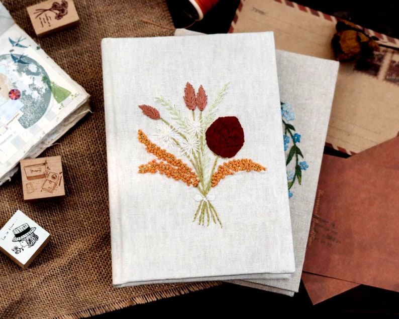 Personalized Embroidery Notebooks/journal A5, Floral Designs, Custom ...