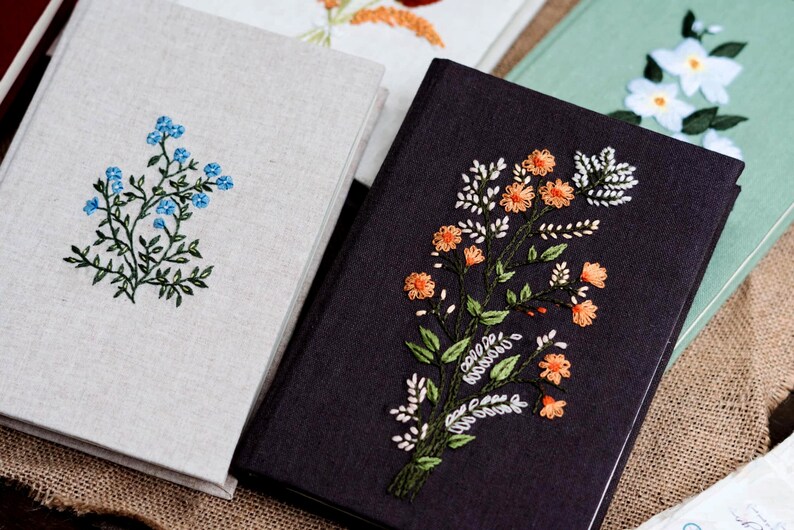 Personalized Embroidery Notebooks/journal A5, Floral Designs, Custom ...