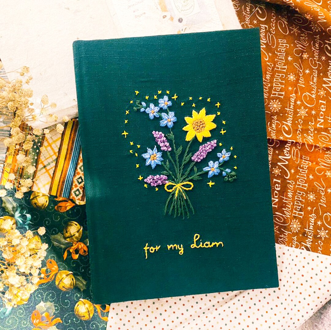 Personalized Embroidery Notebooks/journal A5, Floral Designs, Handmade ...