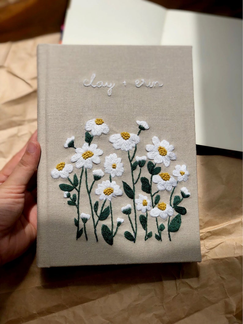Personalized Daisy Flowers Embroidery Notebooks/journal A5 - Etsy
