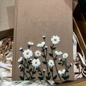Personalized Daisy Flowers Embroidery Notebooks/journal A5, Floral ...