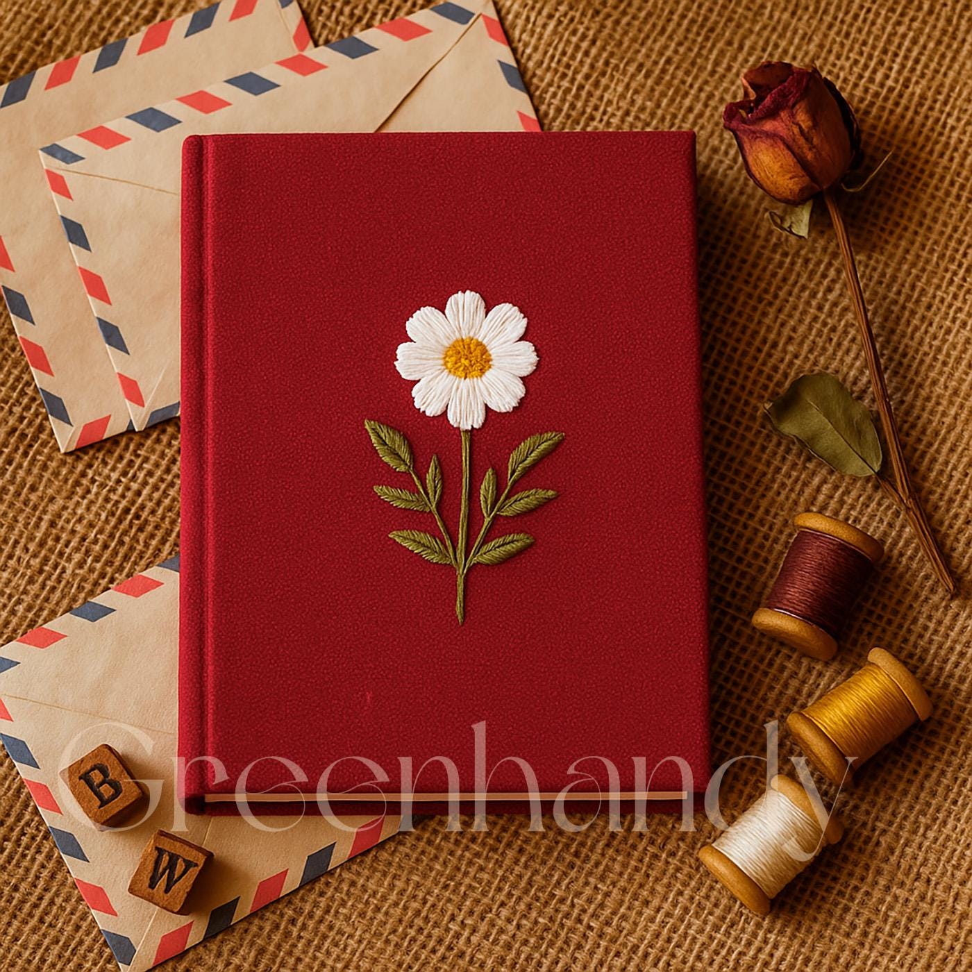 Personalized Flowers Embroidery Notebooks , Floral Handmade Notebook ...