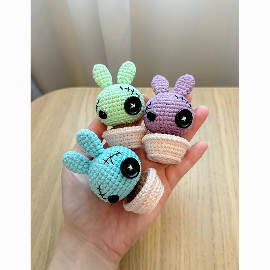 Crochet Bunny Rabbit Keychain, Handmade Crochet Amigurumi Bunny in A ...