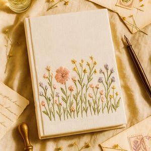 Personalized Floral Embroidery Notebooks/journal A5, Floral Designs ...