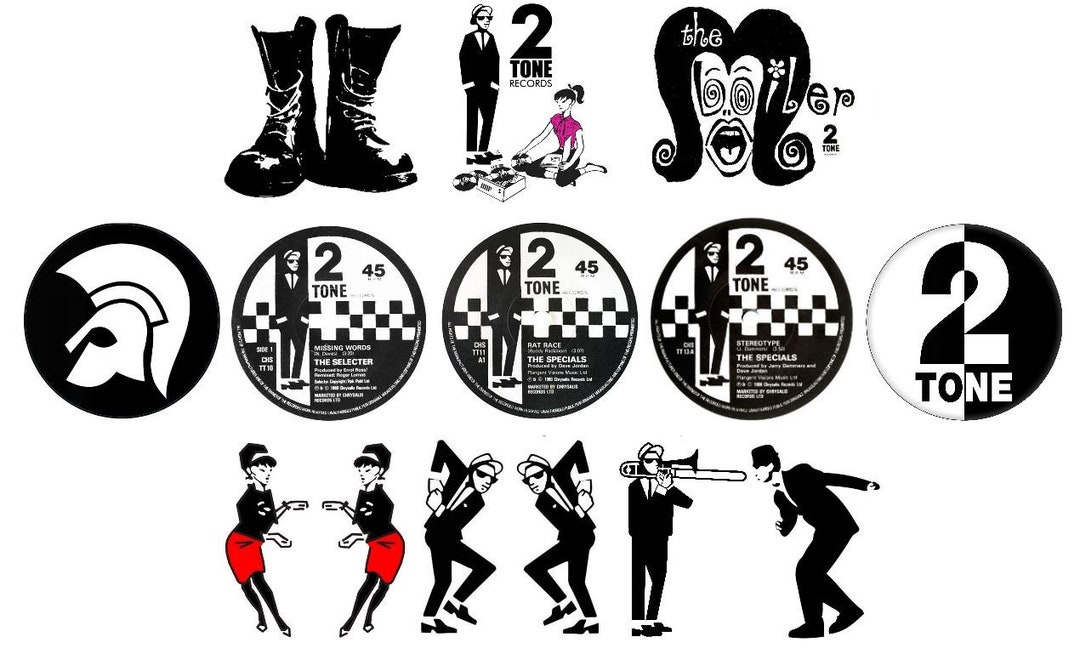 Stickers Vinyl Ska X14 100mm Shaped Retro Skinhead Laptop Specials 2 ...