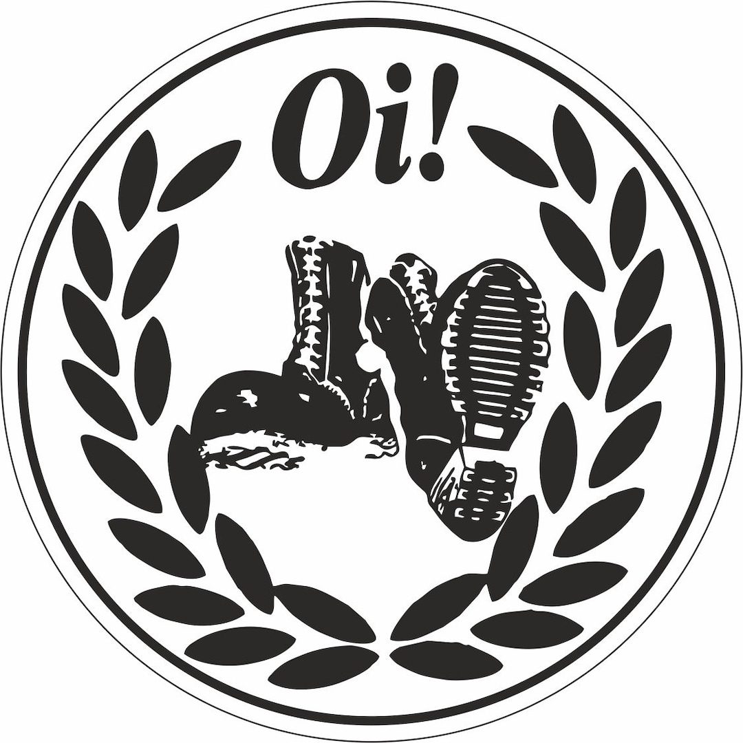 Oi! Circular Vinyl Stickers - Punk Rock Boots Retro Laptop Window ...