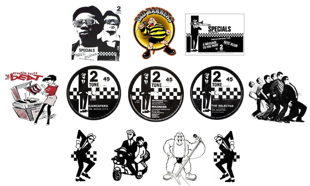 Stickers Vinyl Ska X12 30mm Shaped Retro Skinhead Laptop Window ...