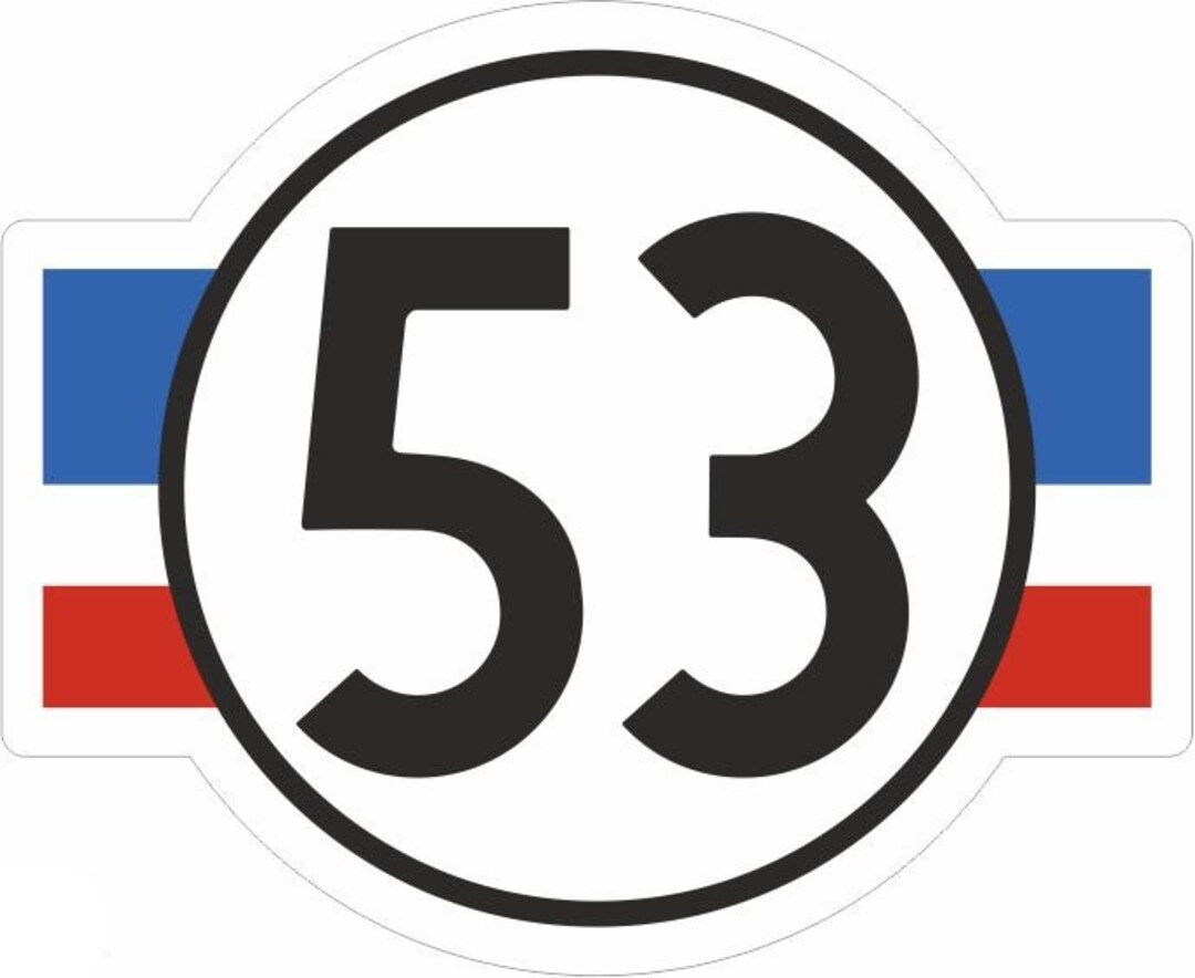 Car Decal 25x20cm Gloss Laminated Herbie 53 Gumball Love Bug Retro Film ...