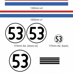 Car Decals Kit Herbie 53 Laminated Vehicle Graphics Set 2011-2019 ...