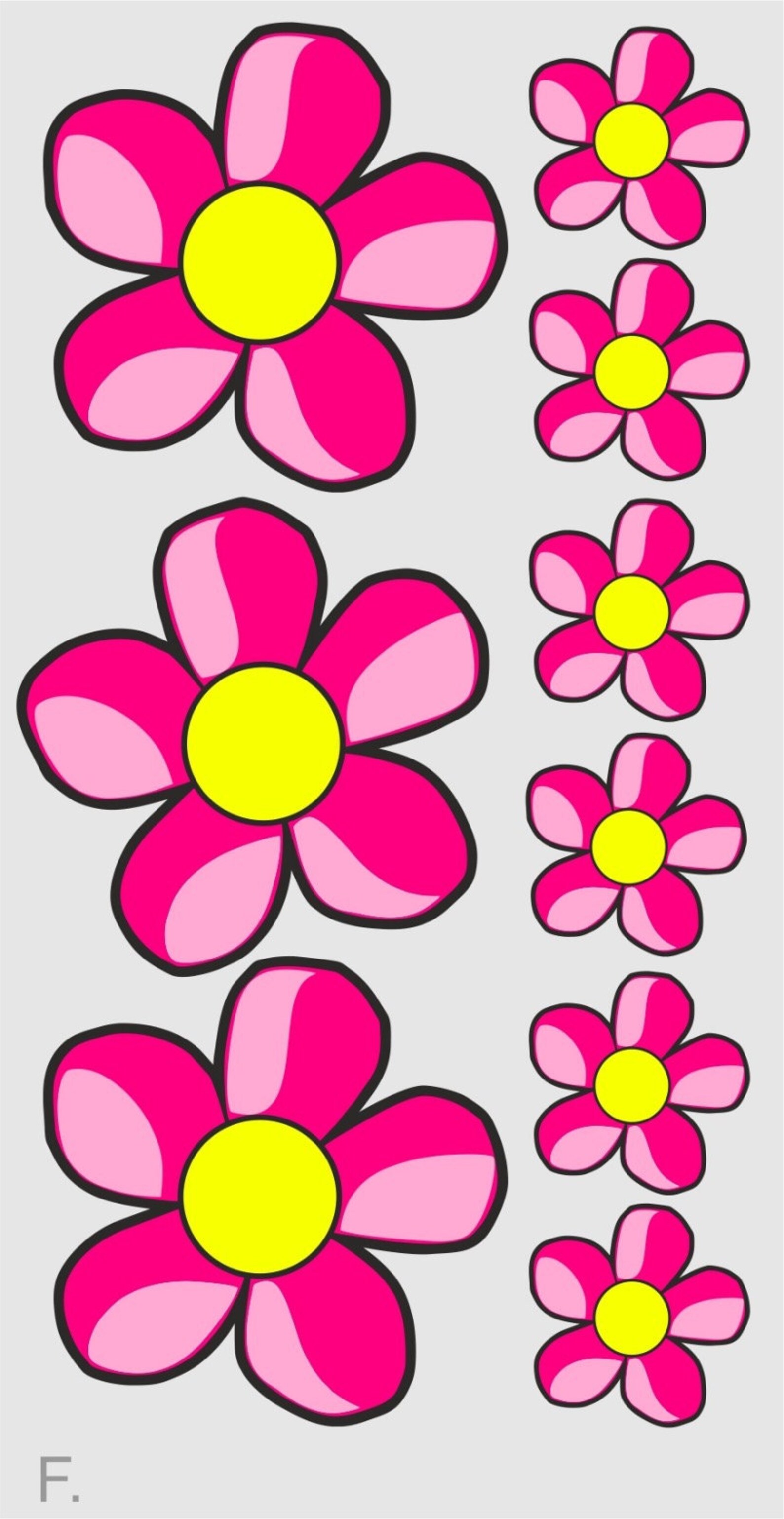 Car Decal Flowers Kit Large Laminated Glossy Stickers - X9 Contoured ...