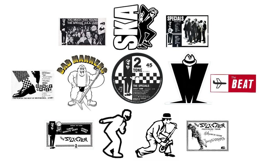 Ska Stickers X12 60mm - Shaped Vinyl Retro Skinhead Laptop Specials 2 ...