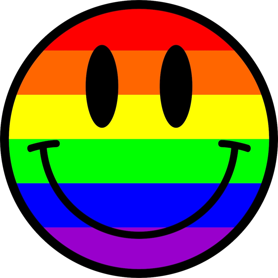 Stickers Vinyl Rainbow Happy Face Circular Laptop Wall Window Retro ...