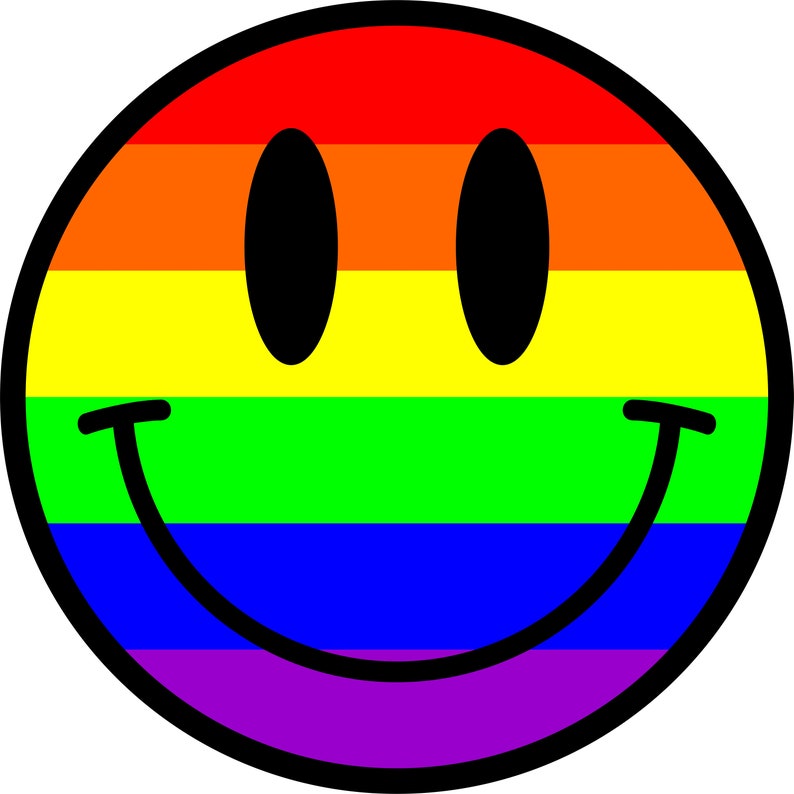 Stickers Vinyl Rainbow Happy Face Circular Laptop Wall Window Retro ...