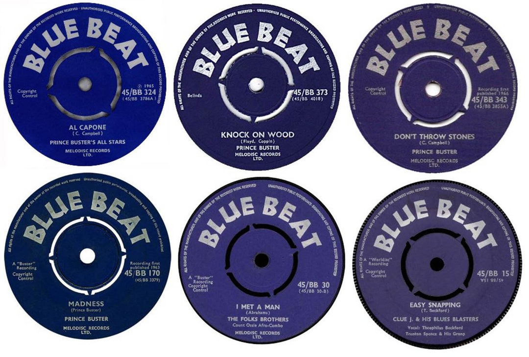 Stickers Vinyl Reggae Records Labels 6x85mm Retro Blue Beat Laptop Ska ...