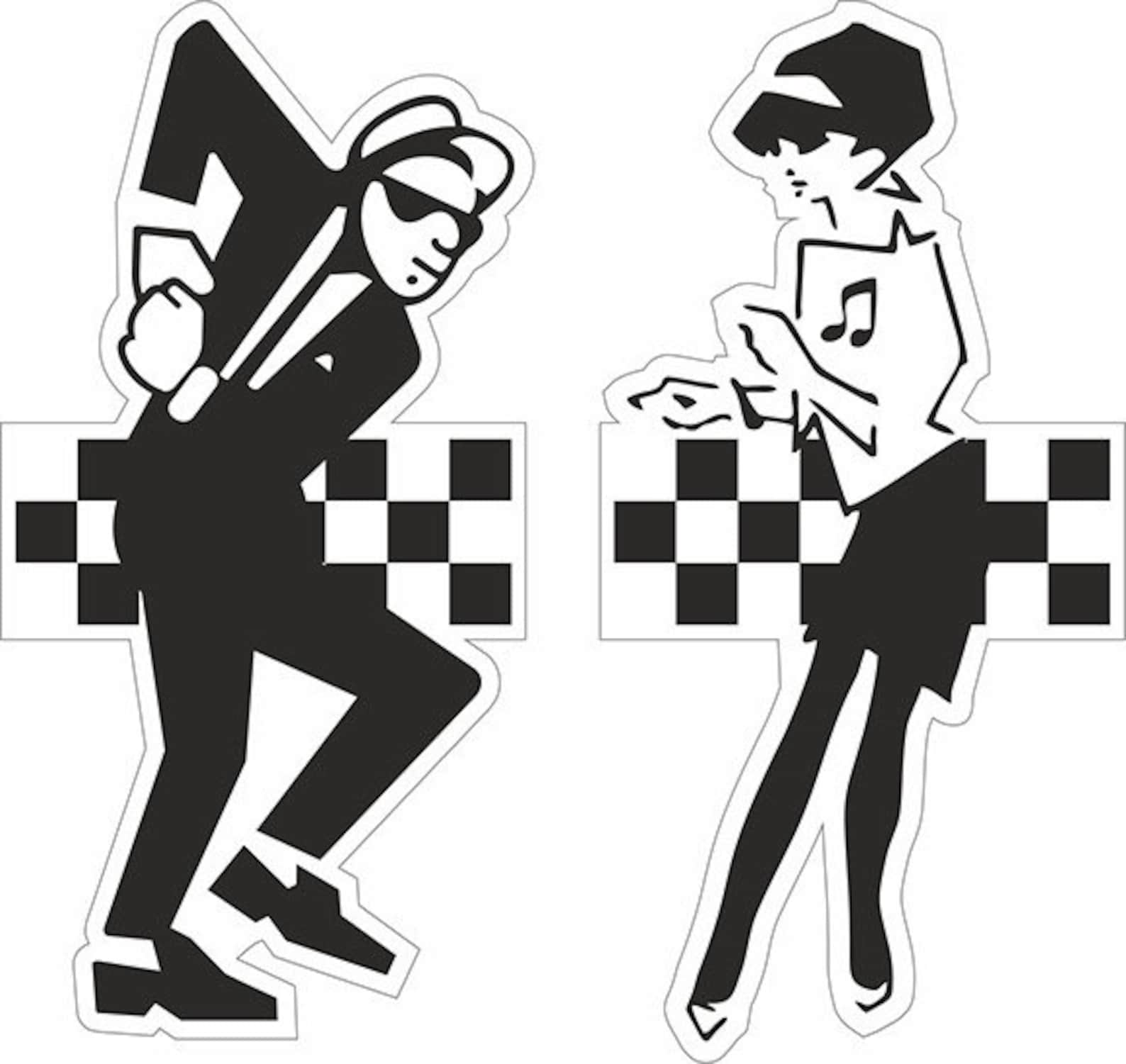 Stickers Vinyl Ska Dancers Window Laptop Car Wall Walt and Betty Retro ...