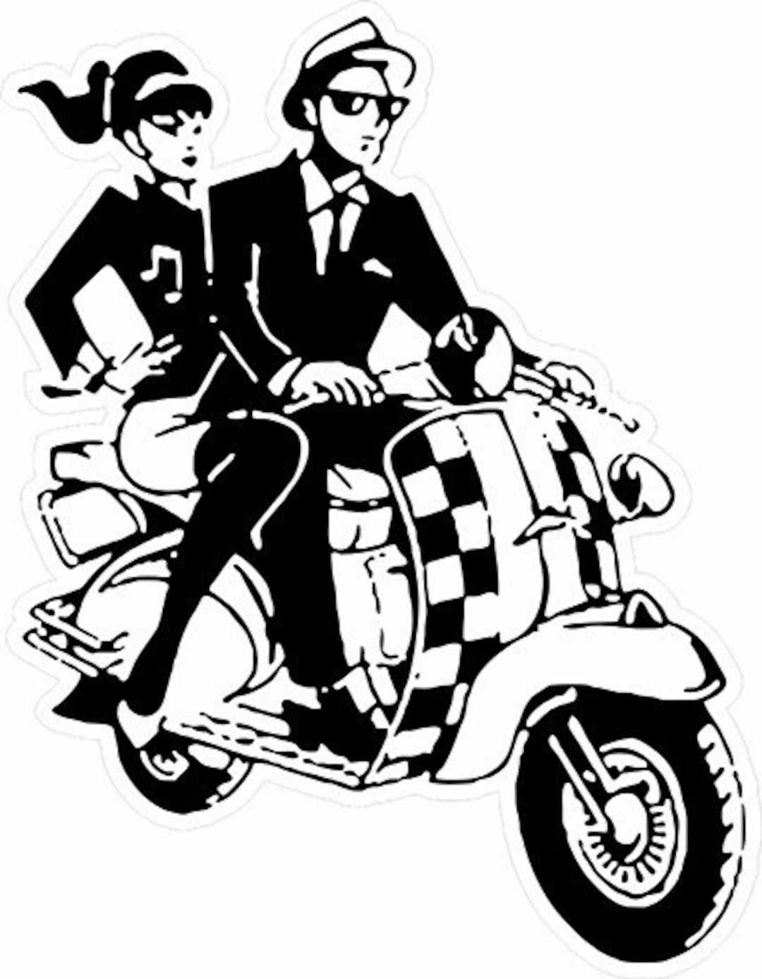 Stickers Ska Scooter Shaped Vinyl Window Laptop Car Wall Walt and Betty ...