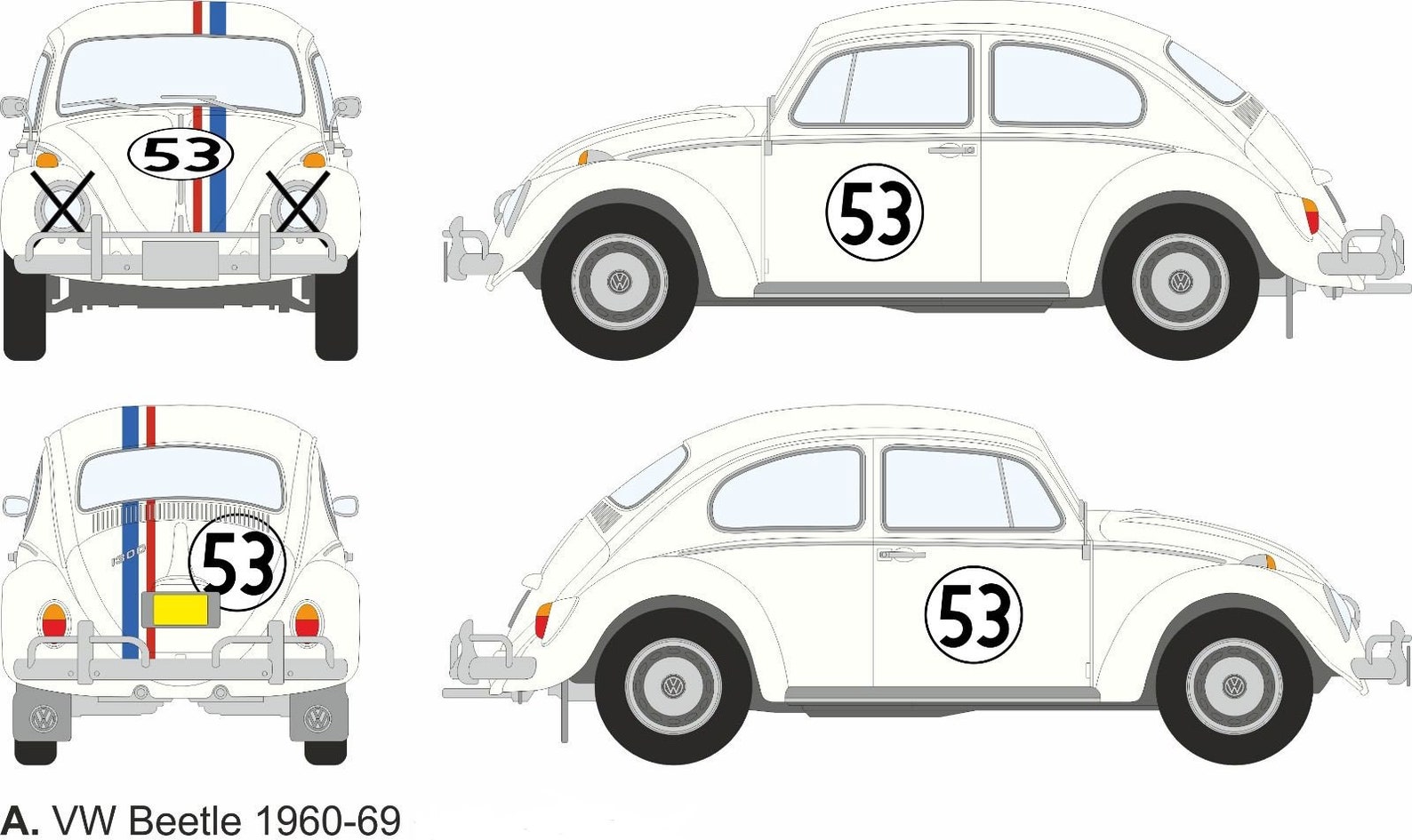 Car Decal Kit Herbie 53 Laminated Graphics Love Bug Beetle - Etsy