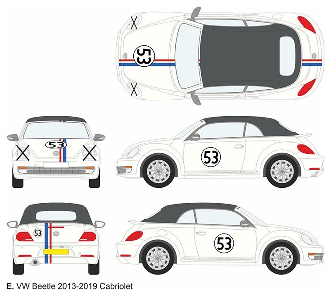 Car Decals Kit Herbie 53 Laminated Graphics Set 2013-2019 Cabriolet ...