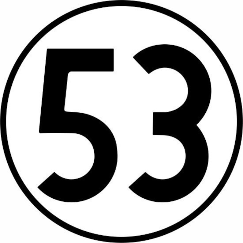 Stickers Circular Car Decal Laminated Vinyl 6 Inches / 152mm Herbie 53 ...