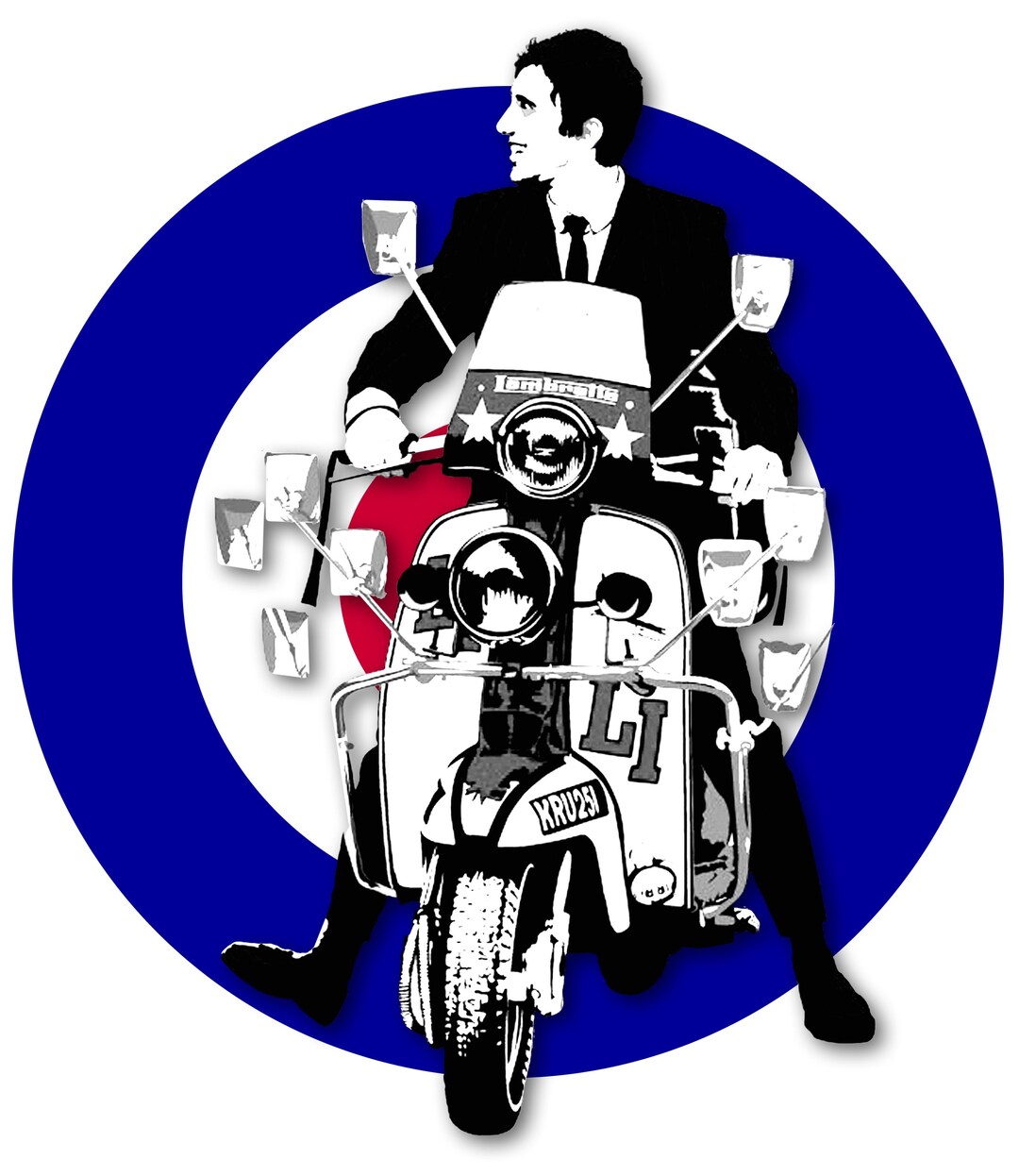 Vinyl Stickers Mods Scooter Boy Target Scootering Vespa Laptop Wall ...