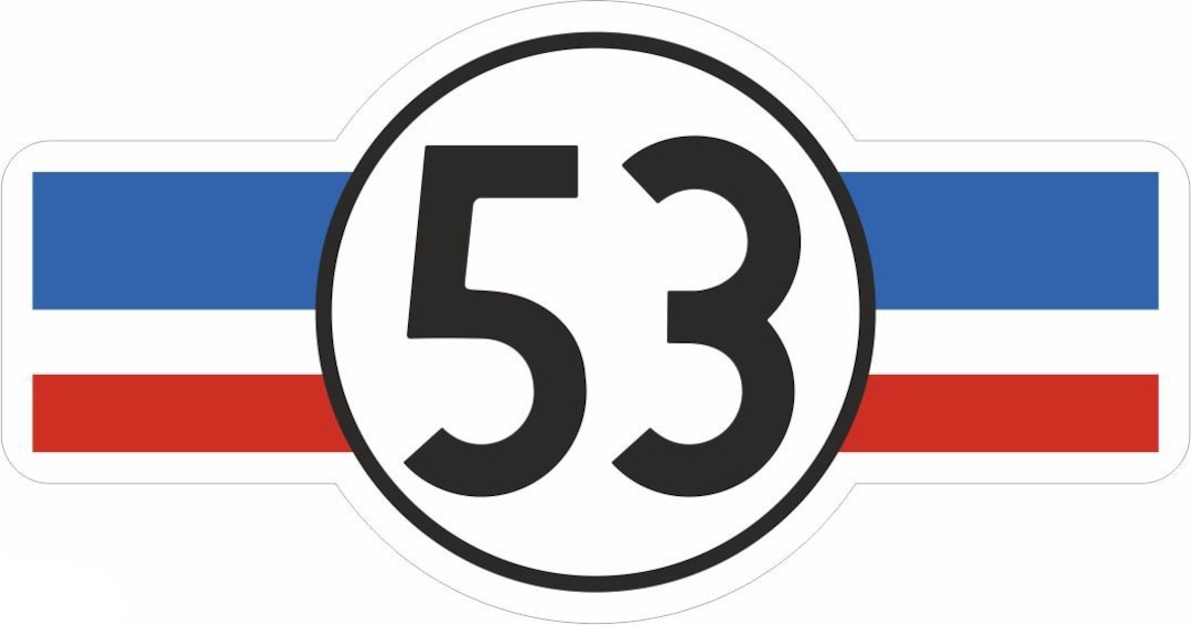 Car Decal Gloss Laminated 25x13cm Herbie 53 Love Bug Retro Film Sticker ...