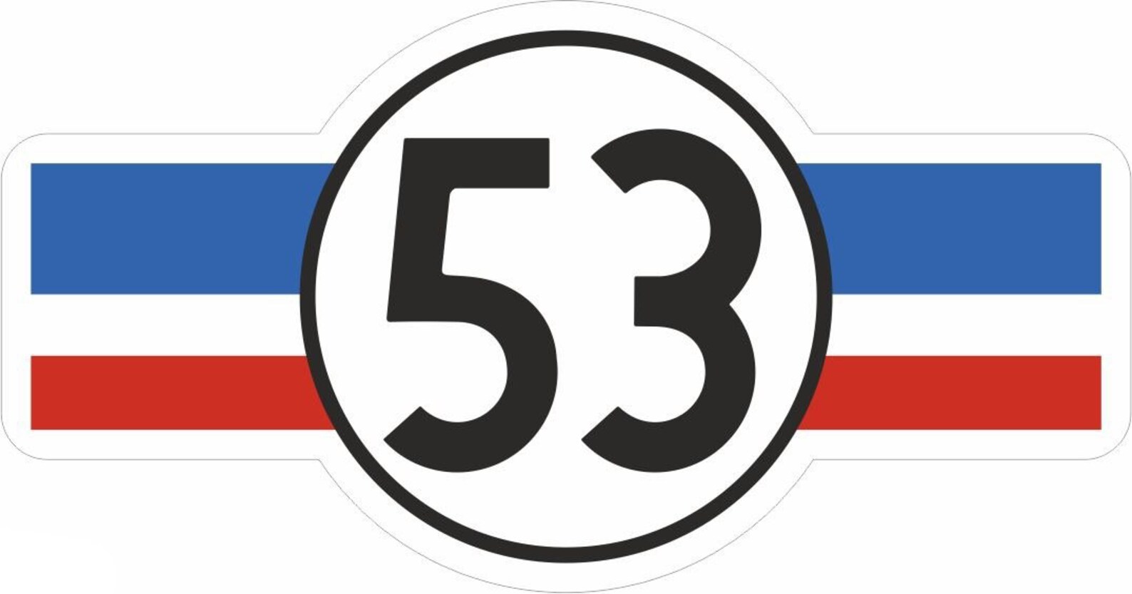 Car Decal Gloss Laminated 25x13cm Herbie 53 Love Bug Retro Film Sticker ...