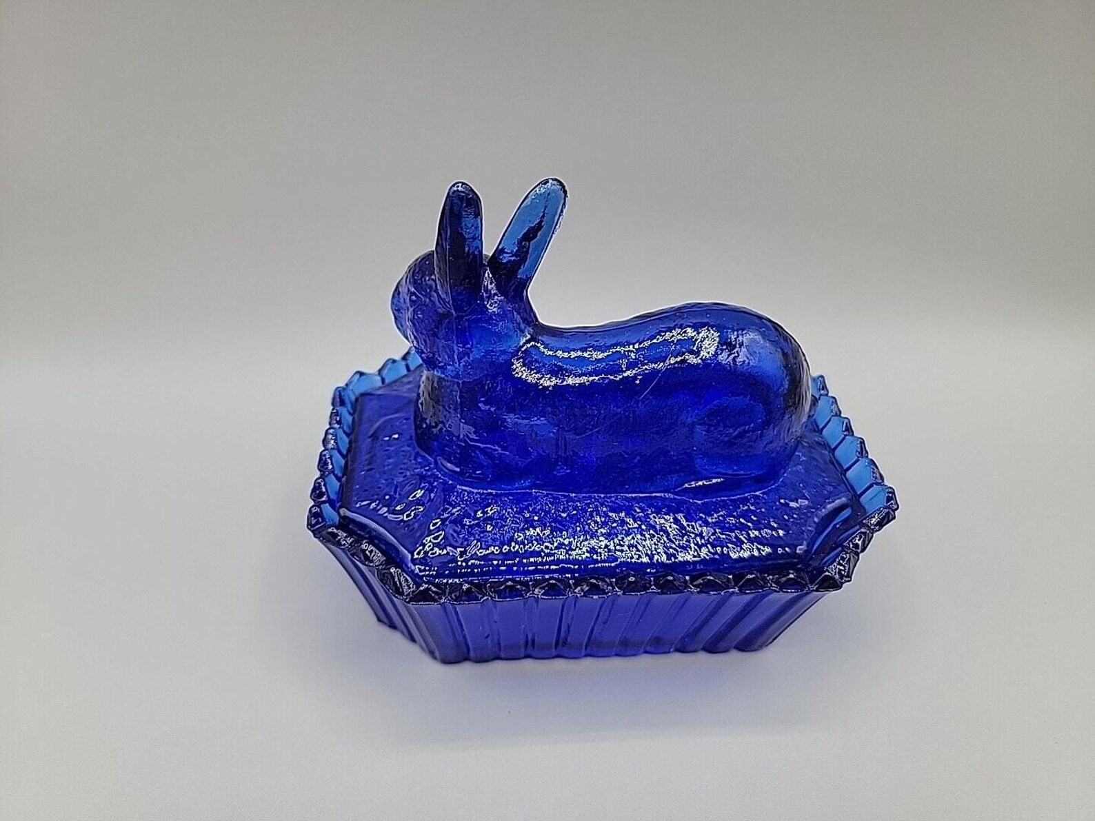 Westmoreland Cobalt Blue Glass Bunny on Nest Cobalt Blue Rabbit Butter ...