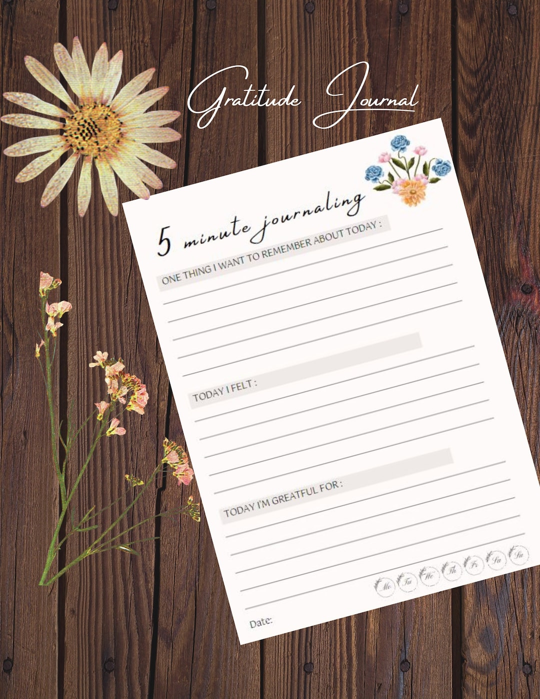 5 Minute Journal Digital | Digital Gratitude Journal | Daily Reflection ...