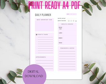 PRINT READY A4 Digital Download Daily Planner Pretty Pink - Etsy