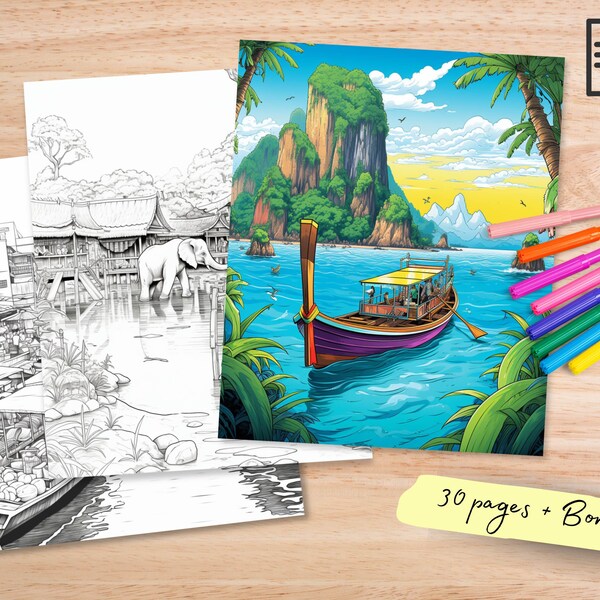Thai Coloring Book - Etsy