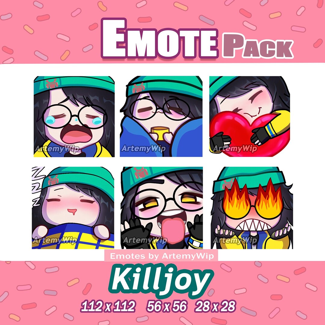 6 Static Killjoy Emotes From Valorant |for Twitch | Streamer Emote ...