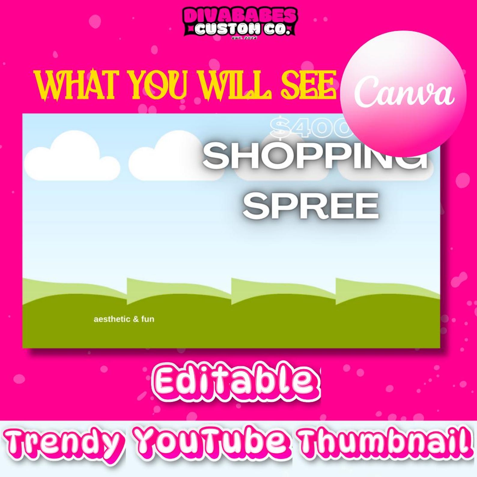 Editable Trendy Youtube Thumbnails for Canva Youtube Thumbnail DIY ...