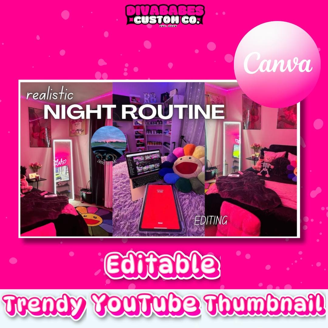 Editable Trendy Youtube Thumbnails for Canva Youtube Thumbnail DIY Editable Social Media ...