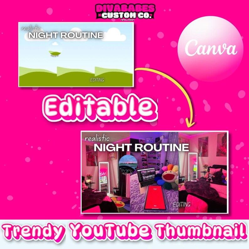 Editable Trendy Youtube Thumbnails for Canva Youtube Thumbnail DIY ...