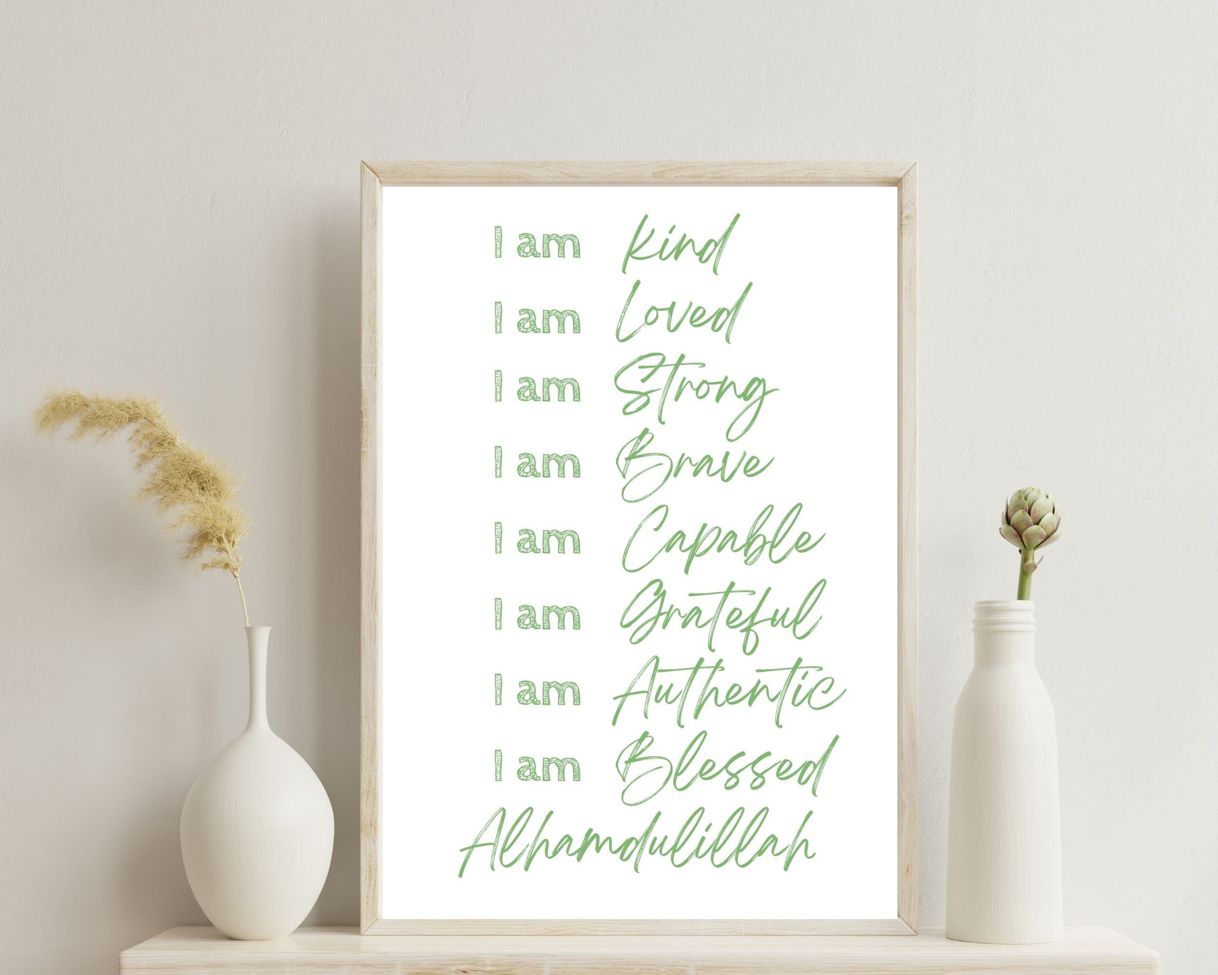 Islamic Affirmations Wallart Printable, Positive Affirmations for Kids ...