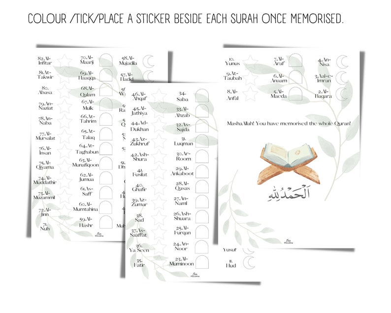 Printable Surah Tracker, Printable Quran Tracker, Juz Amma Surah ...
