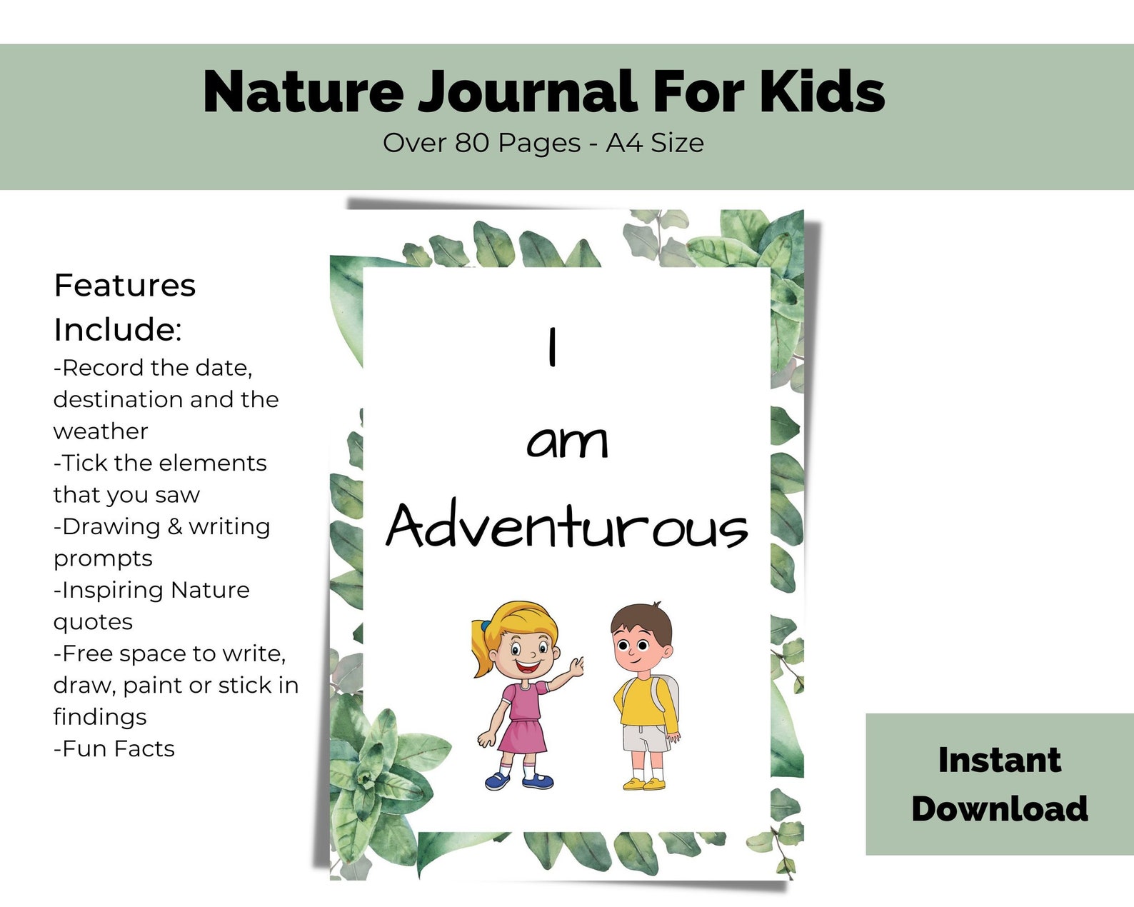Printable Kids Nature Journal, Kids Adventure Book, Nature Journal ...