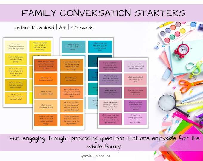 Conversation Cards for Kids, Family Dinner Conversation Starter, Family ...