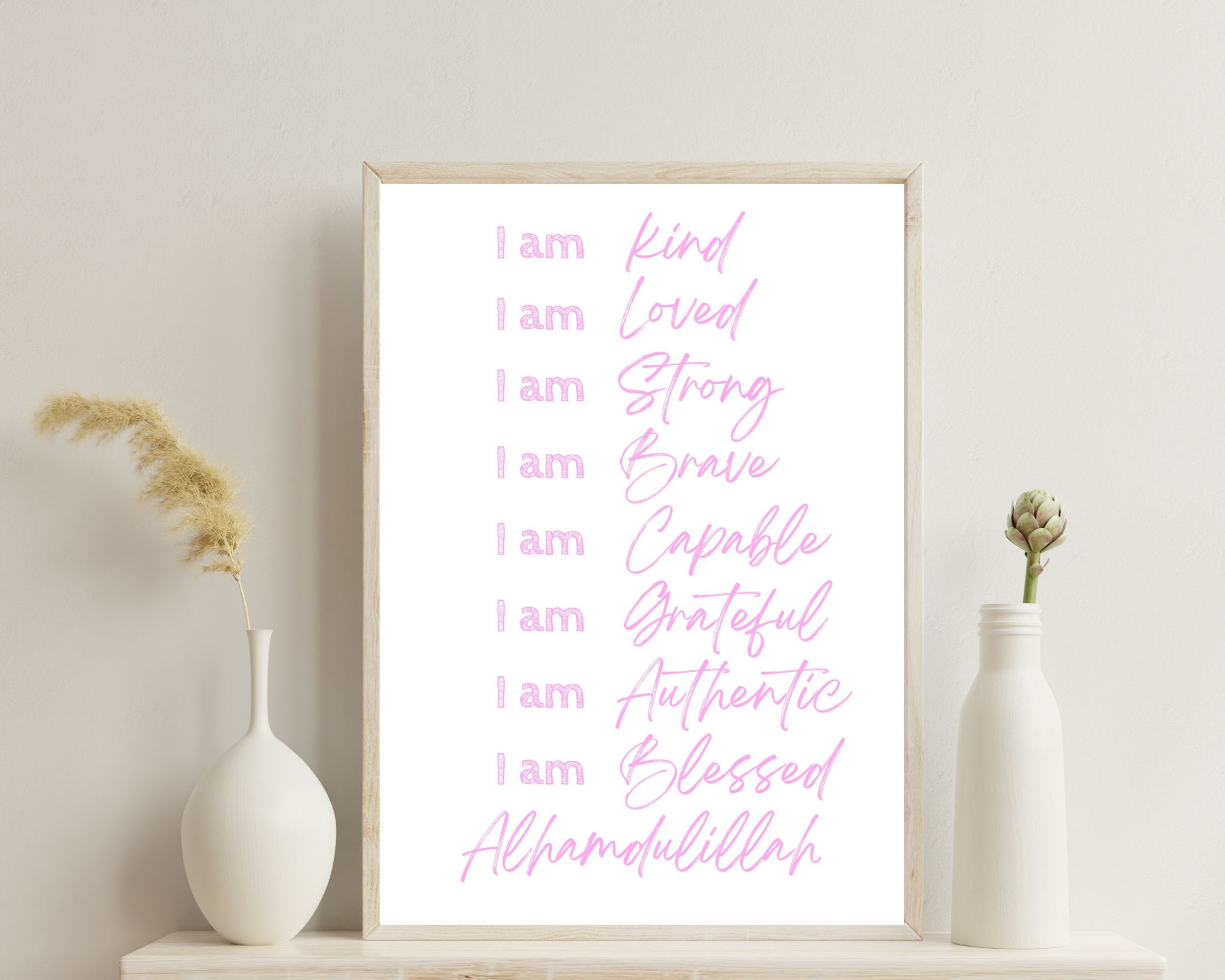 Islamic Affirmations Wallart Printable, Positive Affirmations for Kids ...
